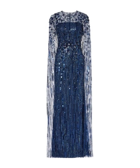 Jenny Packham Ruby Sequined Caped Gown