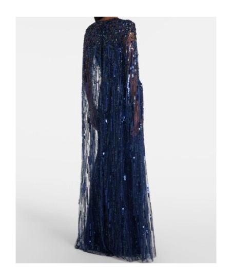 Jenny Packham Ruby Sequined Caped Gown