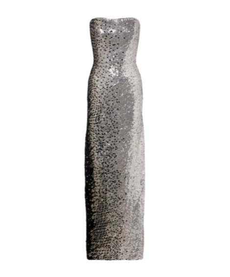 Jenny Packham Caron Sequined Strapless Gown - Gray