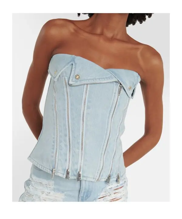 DION LEE Zippered Denim Bustier