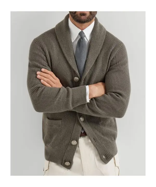 Brunello Cucinelli Malfilé Cotton English Rib Cardigan - Military