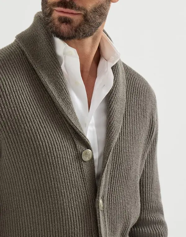 Brunello Cucinelli Malfilé Cotton English Rib Cardigan - Military