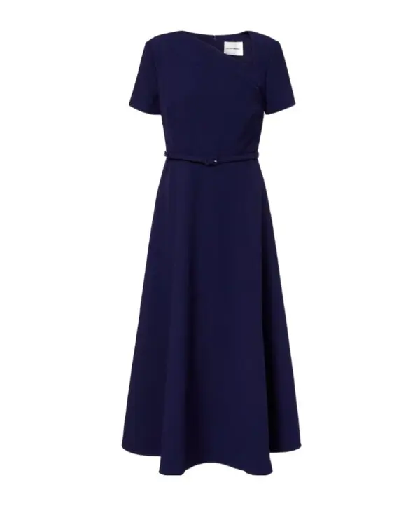 Roland Mouret Asymmetric Belted Crêpe Midi Dress - Black