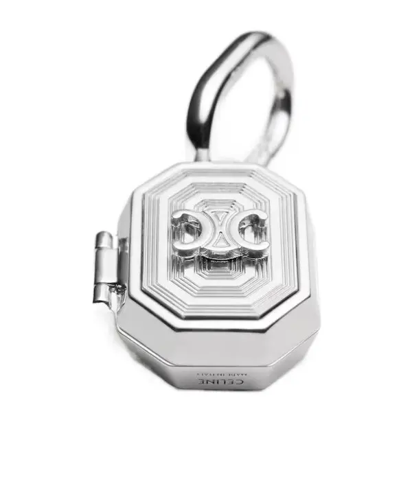 Celine Charms Guilloche Box In Brass With Rhodium Finish - Silver