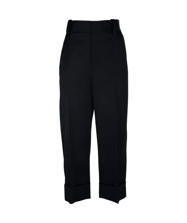 Bottega Veneta Cropped Wool Trousers With Belt Detail