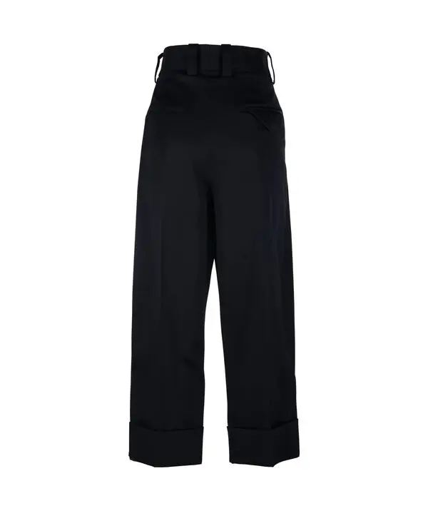 Bottega Veneta Cropped Wool Trousers With Belt Detail
