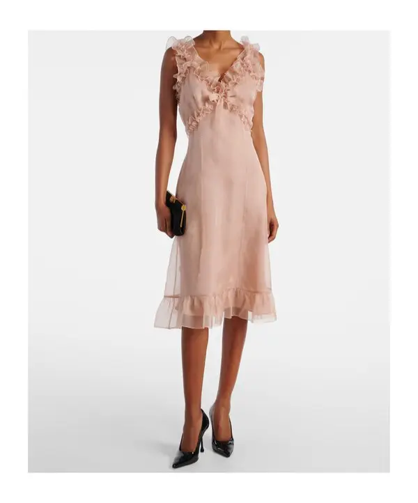 Alessandra Rich Ruffled Silk Organza Slip Dress