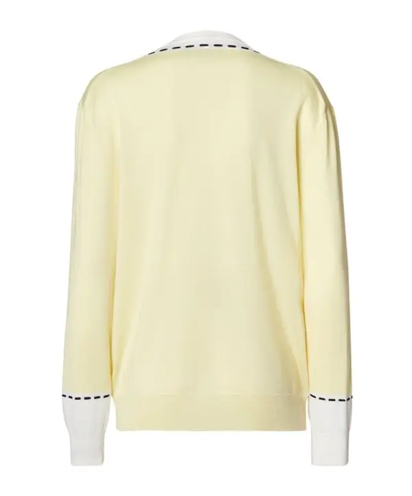 Fendi Wool And Silk Yarn Jumper With V-neck And Ribbed Embellishments