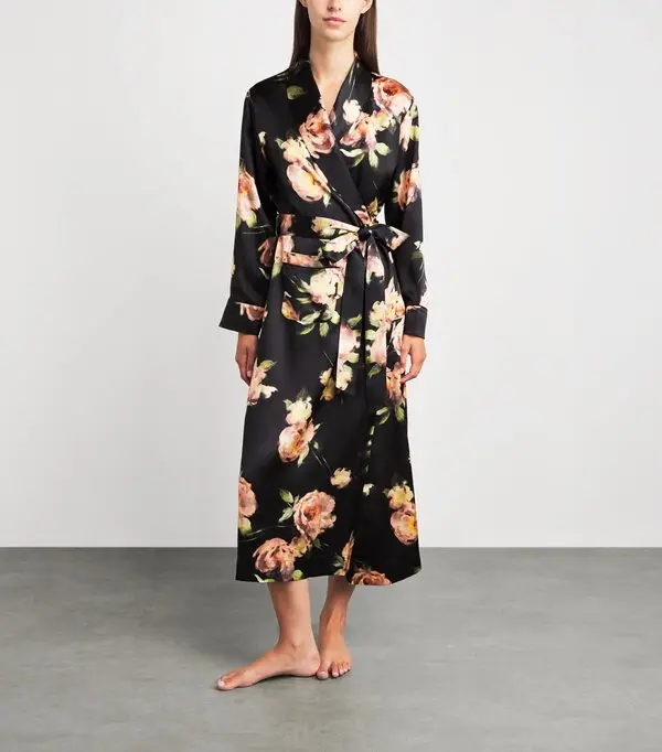 Harrods Silk Midnight Rose Night Robe