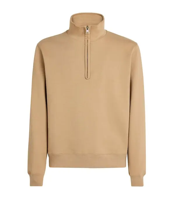 Sandro Cotton Half-zip Sweatshirt - Brown