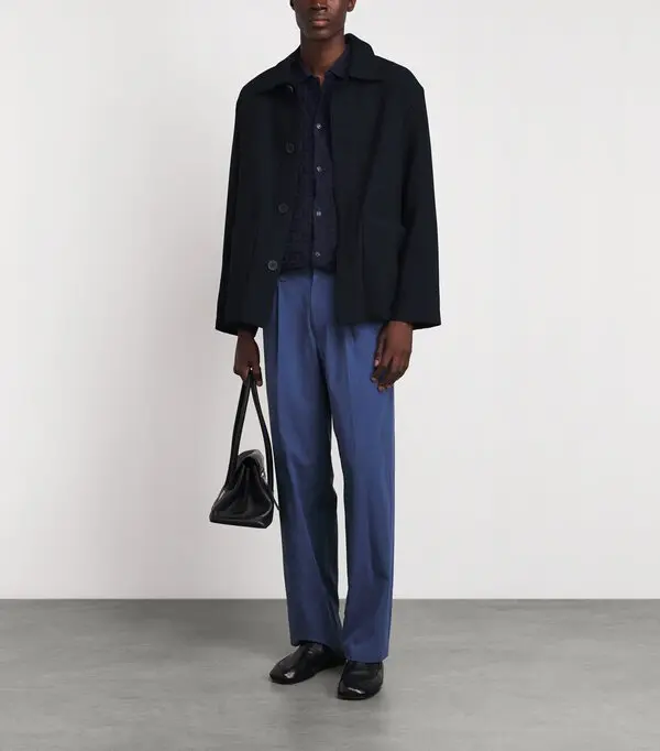 Sandro Terry Knit Jacqaurd Short-sleeve Shirt
