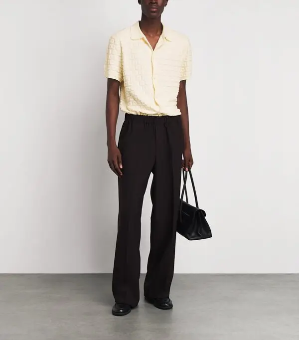 Sandro Terry Knit Jacquard Short-sleeve Shirt