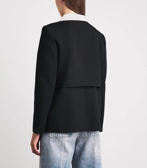 Sandro Wool Contrast Collar Blazer