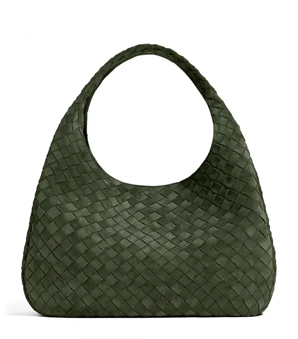 Bottega Veneta Large Suede Campana Shoulder Bag - Green