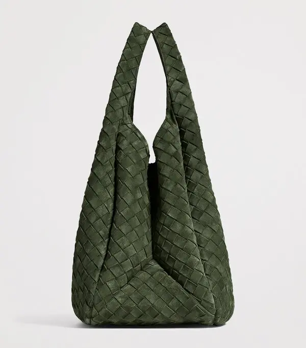 Bottega Veneta Large Suede Shoulder Bag - Green