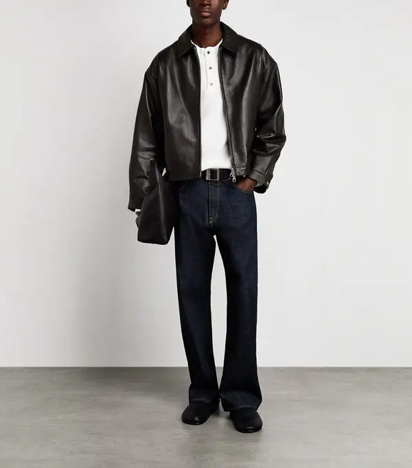 COLE BUXTON Leather Bomber Jacket