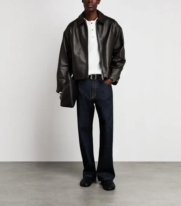 COLE BUXTON Leather Bomber Jacket