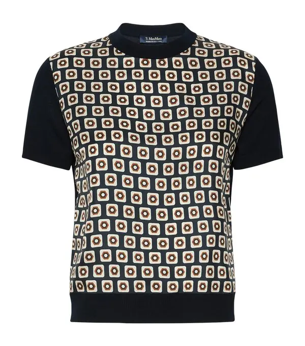 Max Mara Wool-silk Geometric T-shirt