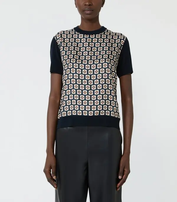 Max Mara Wool-silk Geometric T-shirt