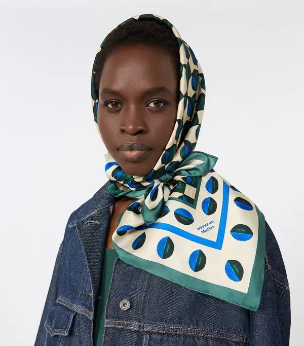 Max Mara Silk Geometric Print Scarf
