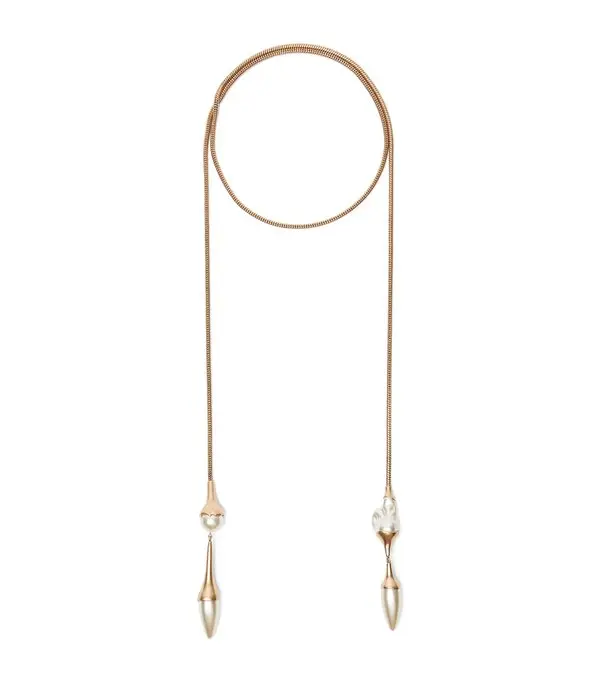 Max Mara Wraparound Faux Pearl Necklace - Gold