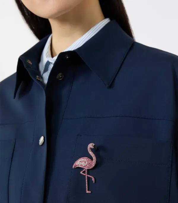 Max Mara Embellished Flamingo Brooch