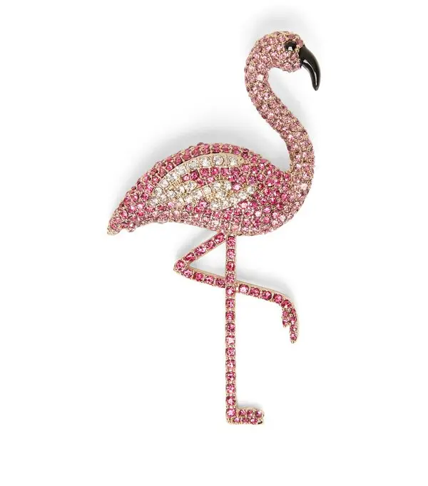 Max Mara Embellished Flamingo Brooch - Pink