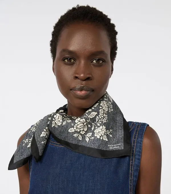 Max Mara Silk Floral Print Scarf