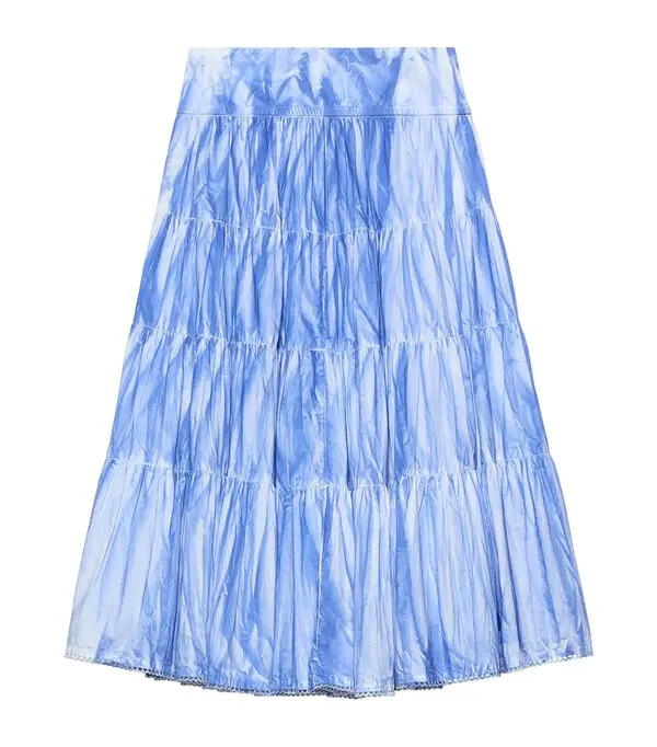 Max & Co. Tiered Midi Skirt With Tie-dye Print