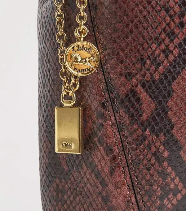 Chloé Small Snakeskin-effect Spin Tote Bag