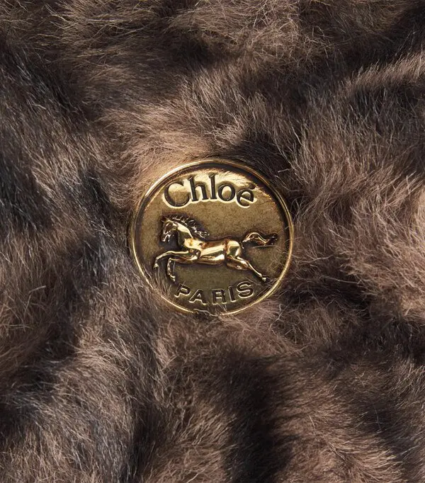 Chloé Shearling Plissé Shoulder Bag