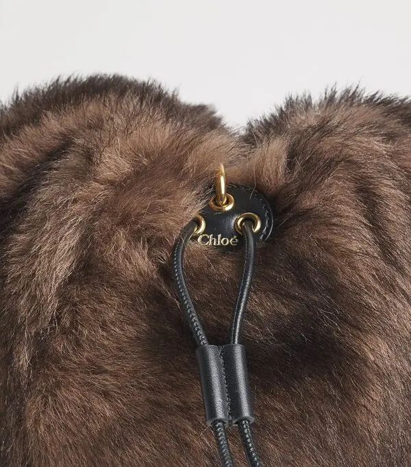 Chloé Shearling Plissé Shoulder Bag