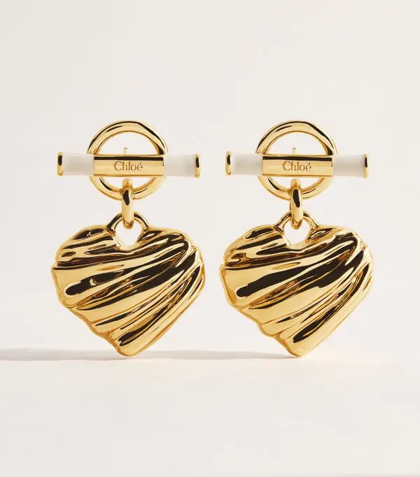 Chloé T-bar Heart Drop Earrings