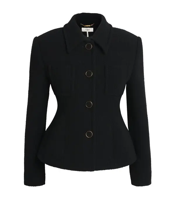 Chloé Wool-blend Fitted Tailored Jacket - Black