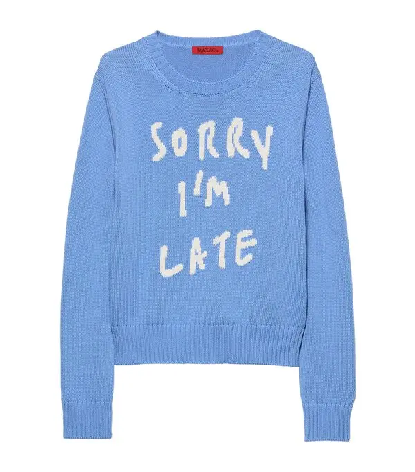 Max & Co. Cotton Slogan Sweater - Blue
