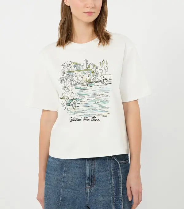 Max Mara Cotton Lake Print T-shirt