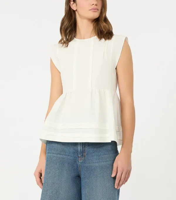 Max Mara Pure Cotton Flared Blouse - White