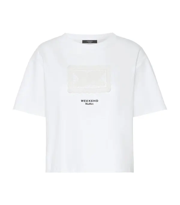 Max Mara Cotton Lace Applique T-shirt - White