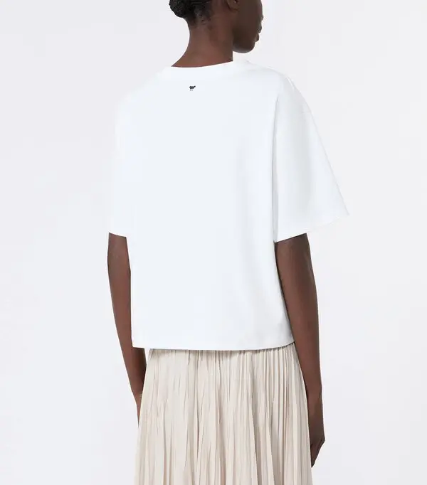 Max Mara Cotton T-shirt With Lace Appliqu