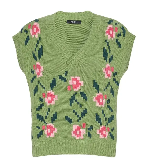 Max Mara Floral Knitted Sweater Vest - Green