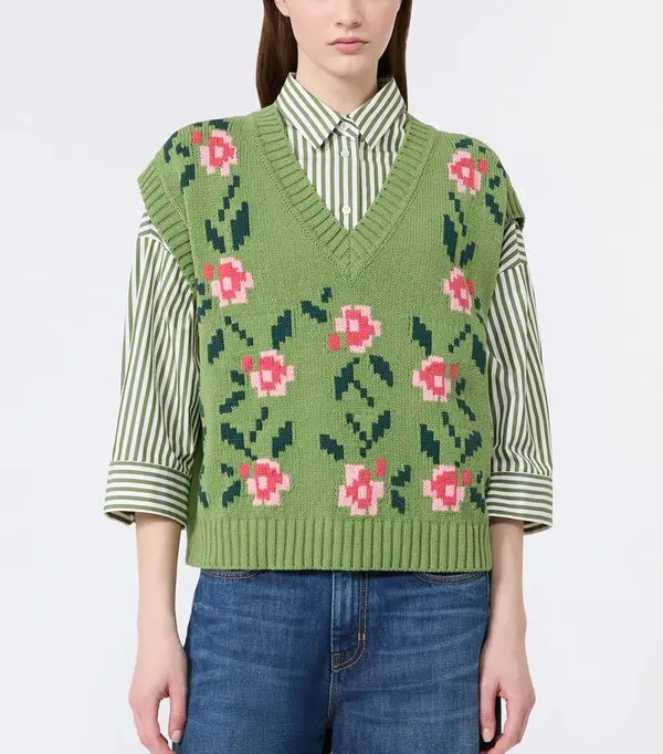 Max Mara Floral Knitted Sweater Vest