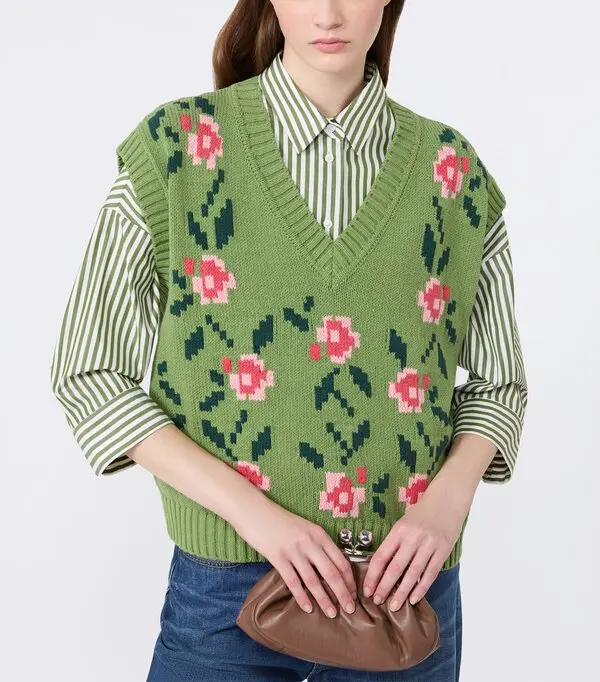 Max Mara Floral Knitted Sweater Vest