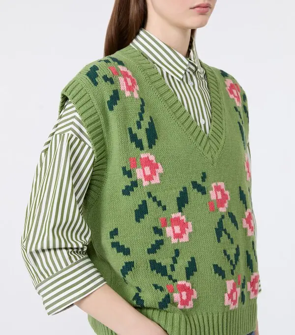 Max Mara Floral Knitted Sweater Vest