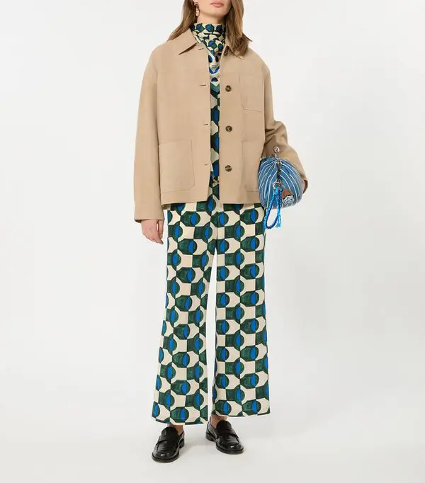 Max Mara Silk Printed Wide-leg Trousers