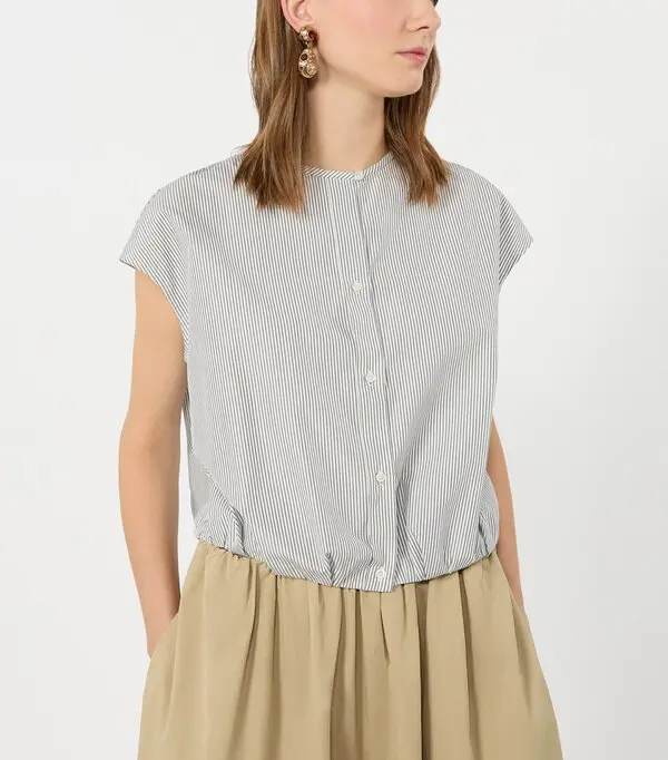 Max Mara Collarless Stripe Shirt