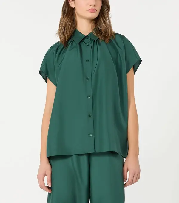 Max Mara Silk Gathered Shirt