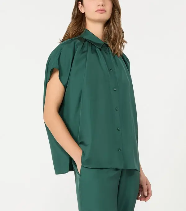 Max Mara Silk Gathered Shirt