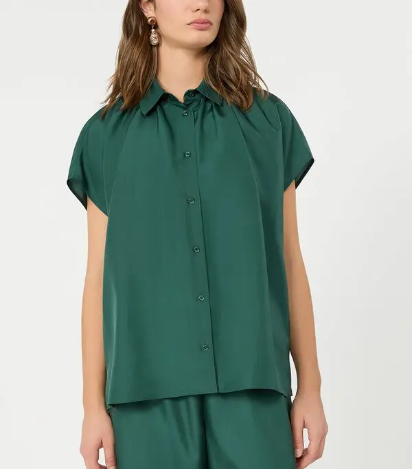Max Mara Silk Gathered Shirt