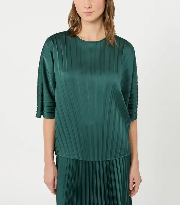 Max Mara Pleated Short-sleeve Blouse