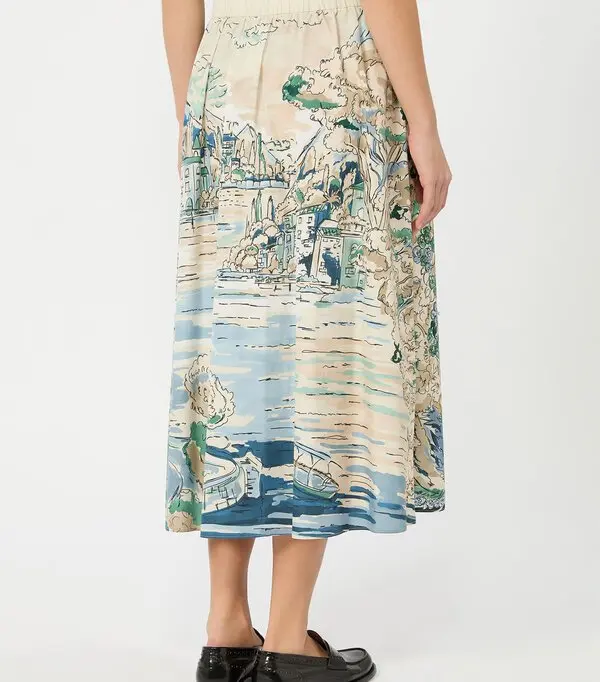 Max Mara Cotton Lake-print Skirt